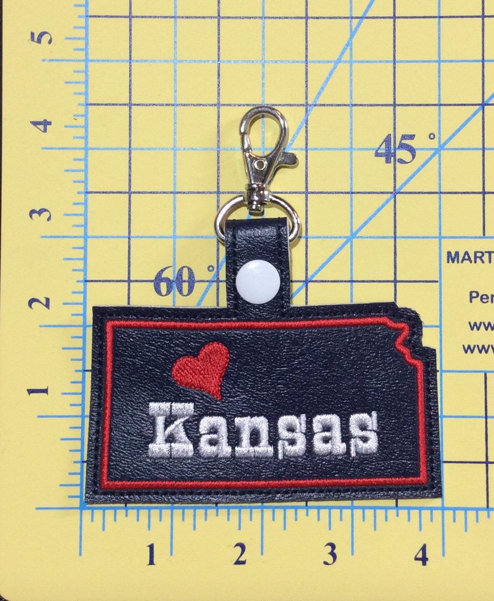 Kansas state snap tab - DIGITAL DOWNLOAD - In The Hoop Embroidery Mach ...